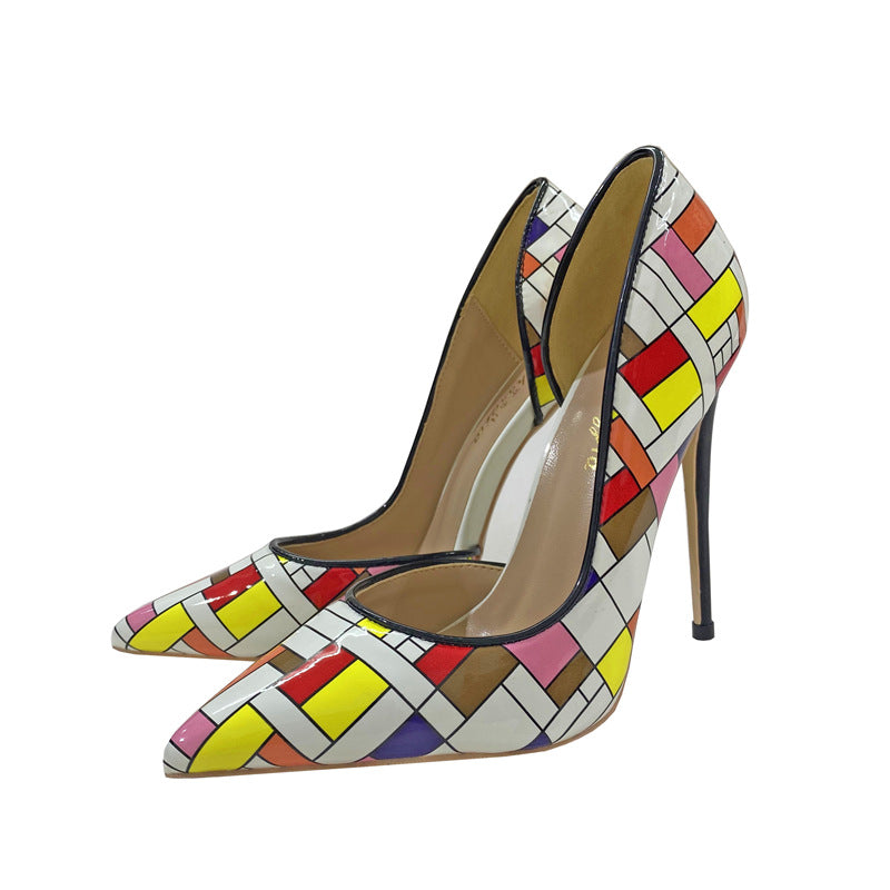 Piet Mondrian Grid High Heels Stiletto Pumps | Vensha Studio International